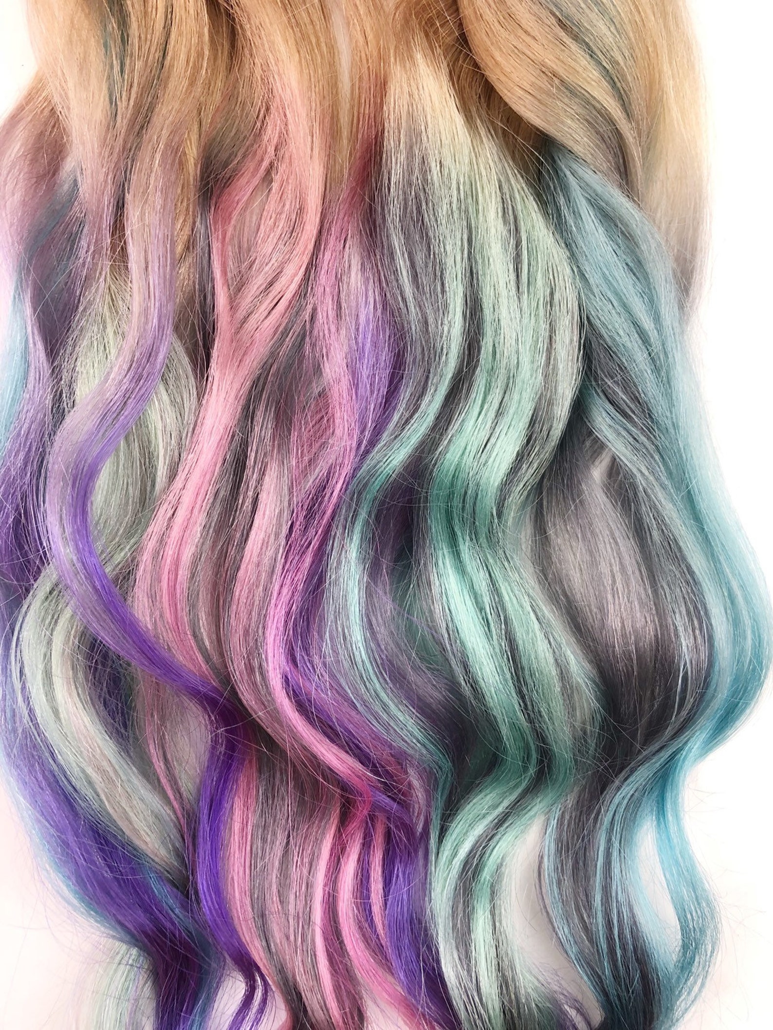 Rainbow Pastel Clip in Hair Extensions Silver Hair Hair - Etsy