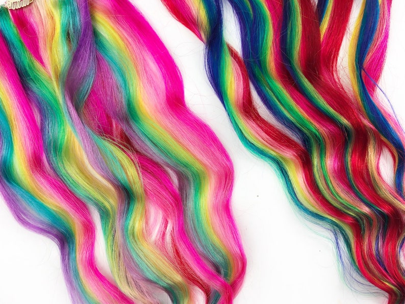 Custom Rainbow Under Lights, Clip in Hair Extensions, Rainbow Brite ...