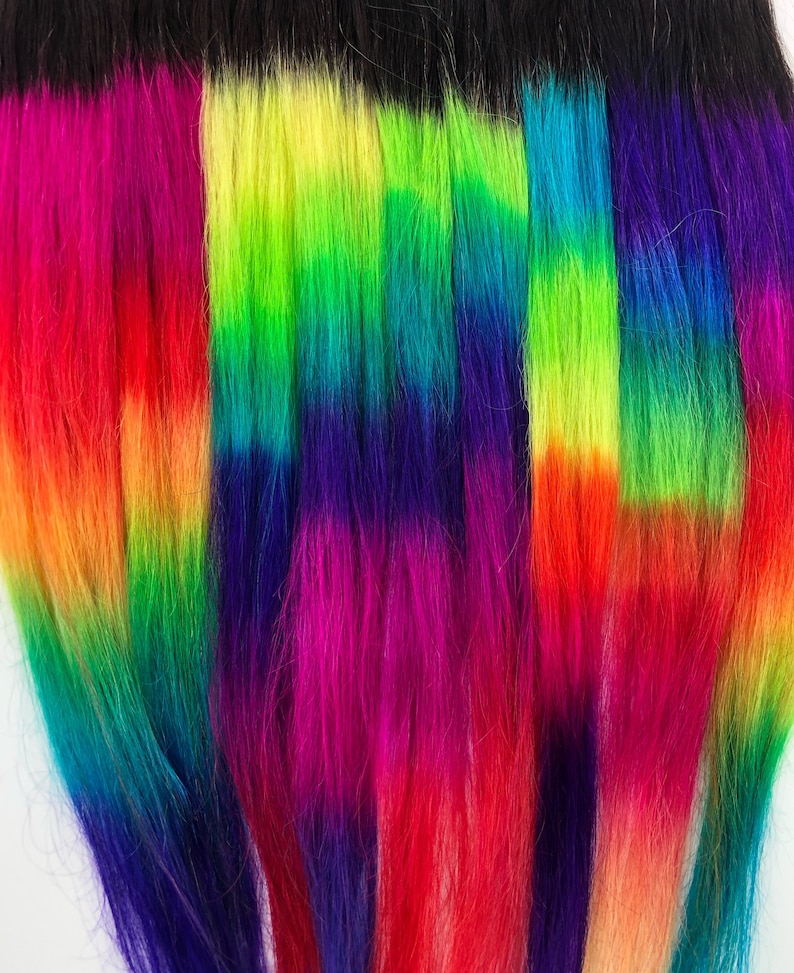 Dark Neon Prism Rainbow Clip in Hair Extensions Ombre Hair | Etsy