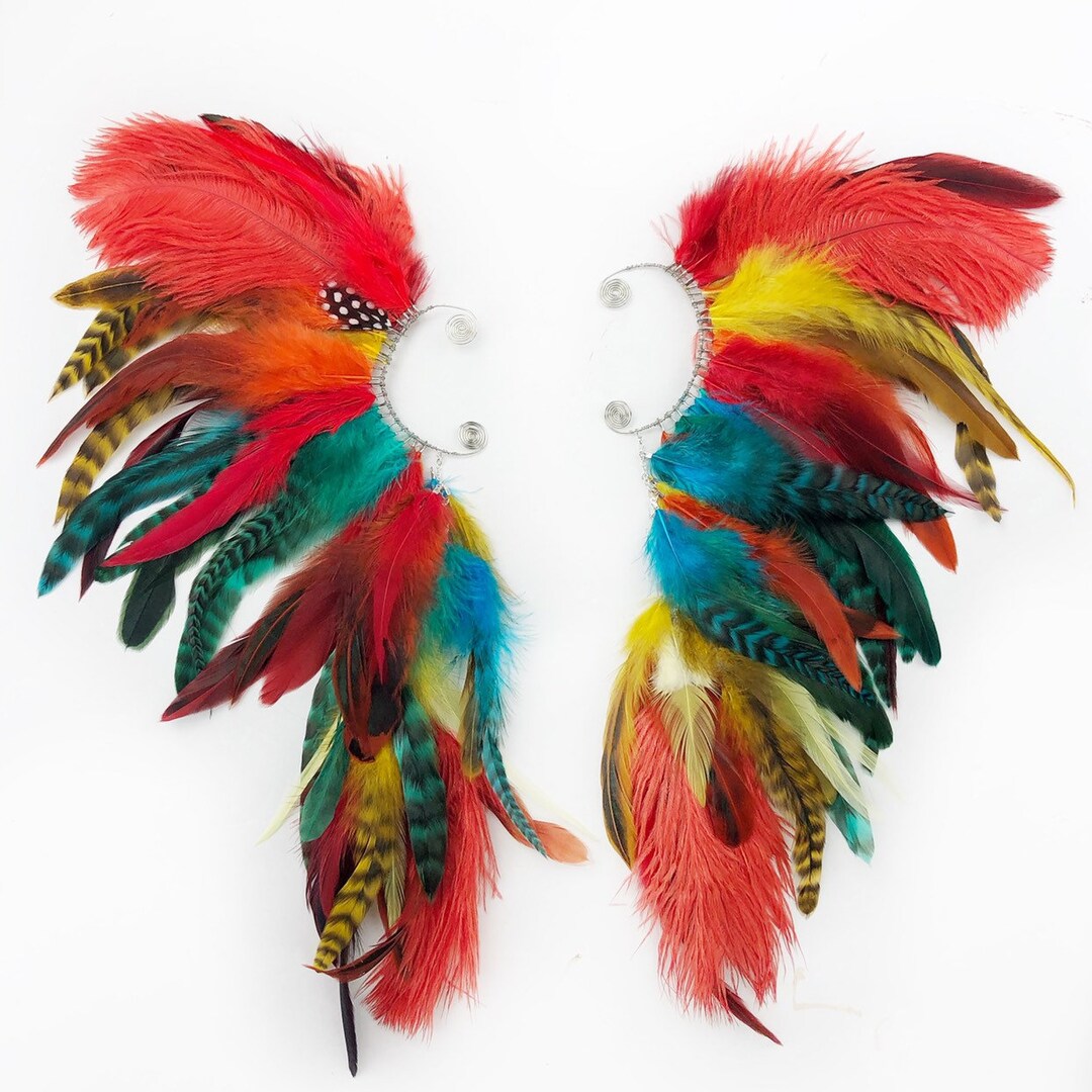 Tropical Feather Ear Cuff With Chain Extension, Hei Hei Costume, Parrot ...
