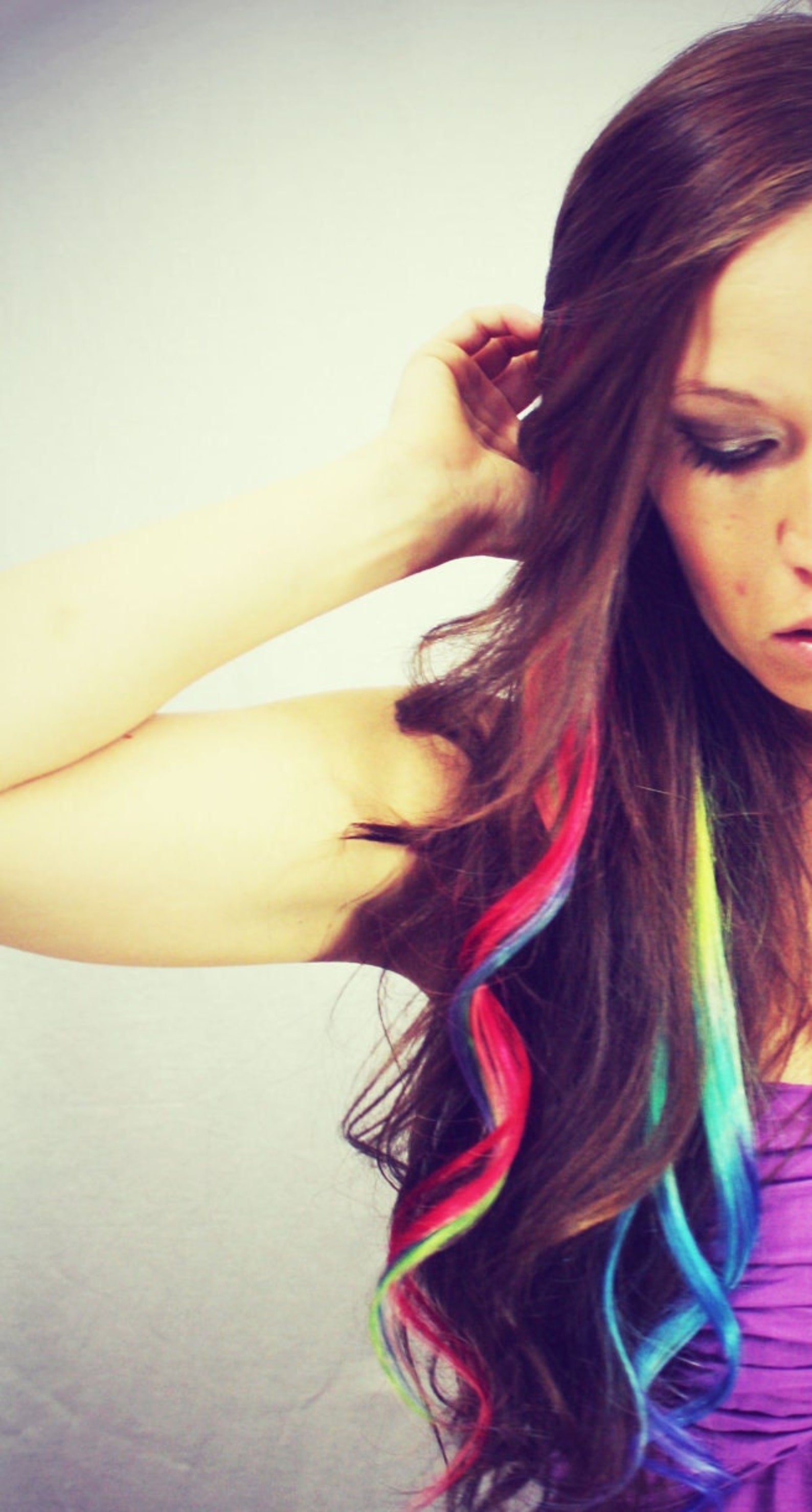 Rainbow Human Hair Extensions. Colored Hair Extension Clip, Hair Wefts ...