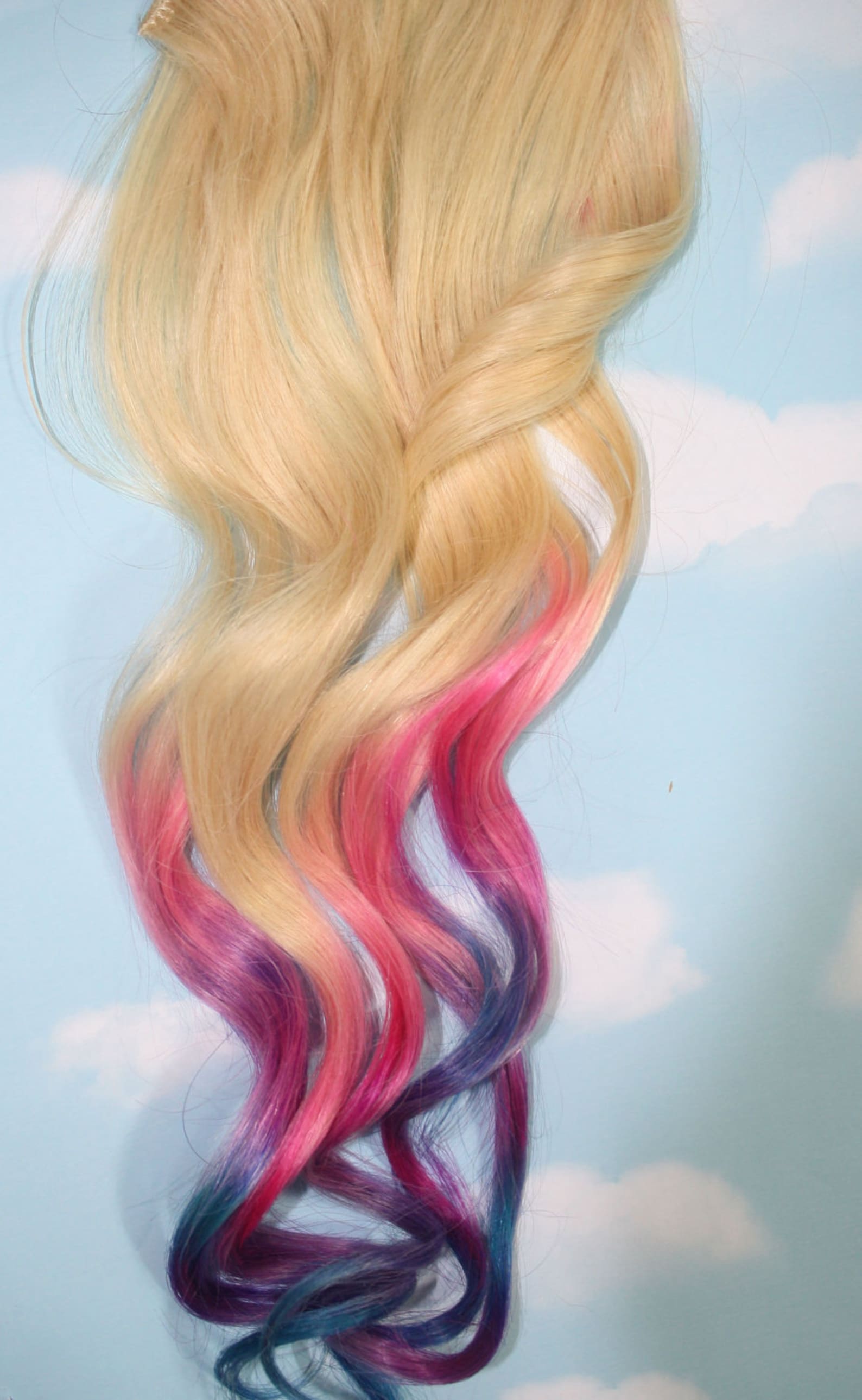Ombre Pastel Tie Dye Tips, Two, Human Hair Extensions. Colored Hair ...