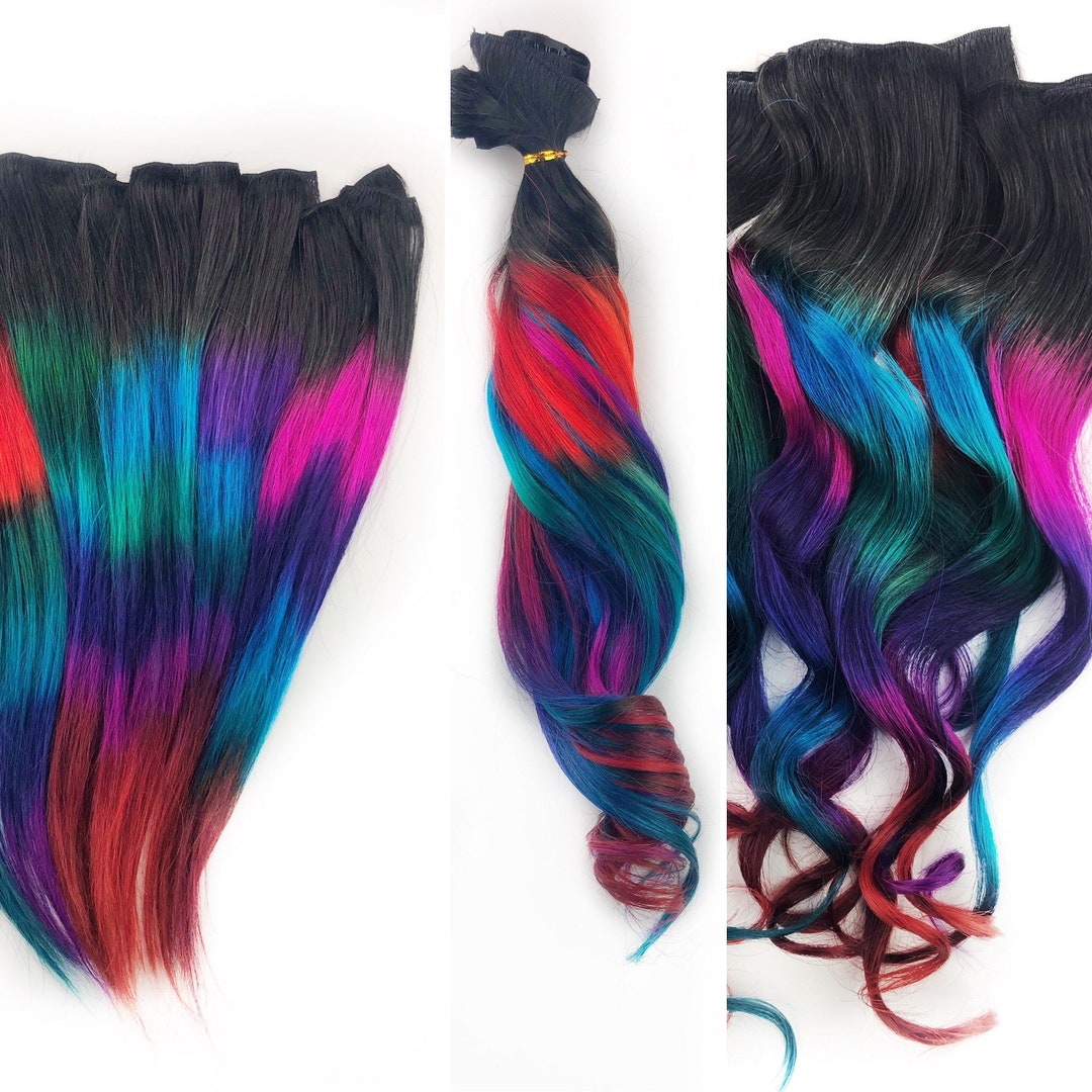 Gem Prism Rainbow Extensions, Prism Hair Clip Extensions Braids and ...