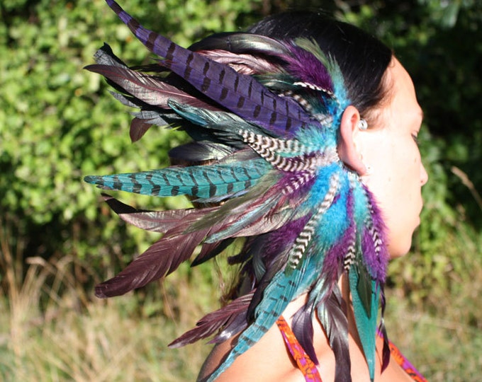 Handmade Large Feather Ear Cuff Feather Headpiece Tribal - Etsy