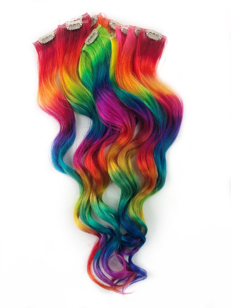 Gem Prism Rainbow Clip in Hair Extensions Ombre Hair Tie Dye | Etsy
