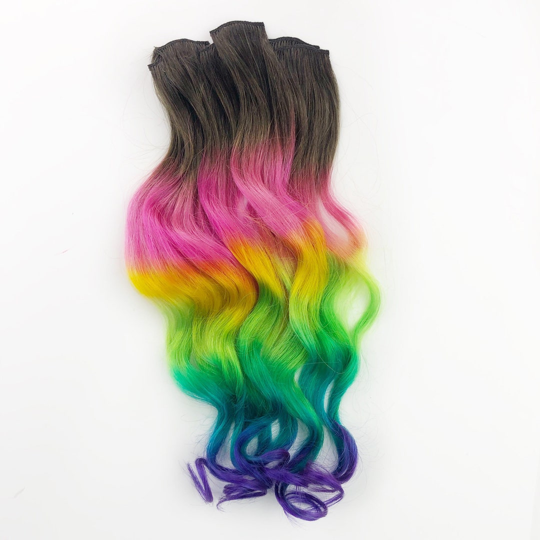 Neon Rainbow Clip in Hair Extensions, Ombre Hair Bundles, Hair Wefts ...
