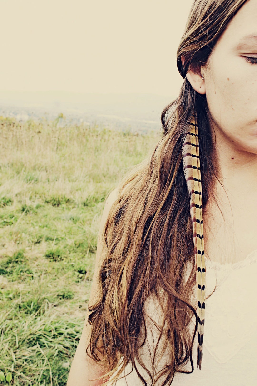 Handmade Extra Long Pheasant Feather Extension Hair Clip, 10 Inches ...