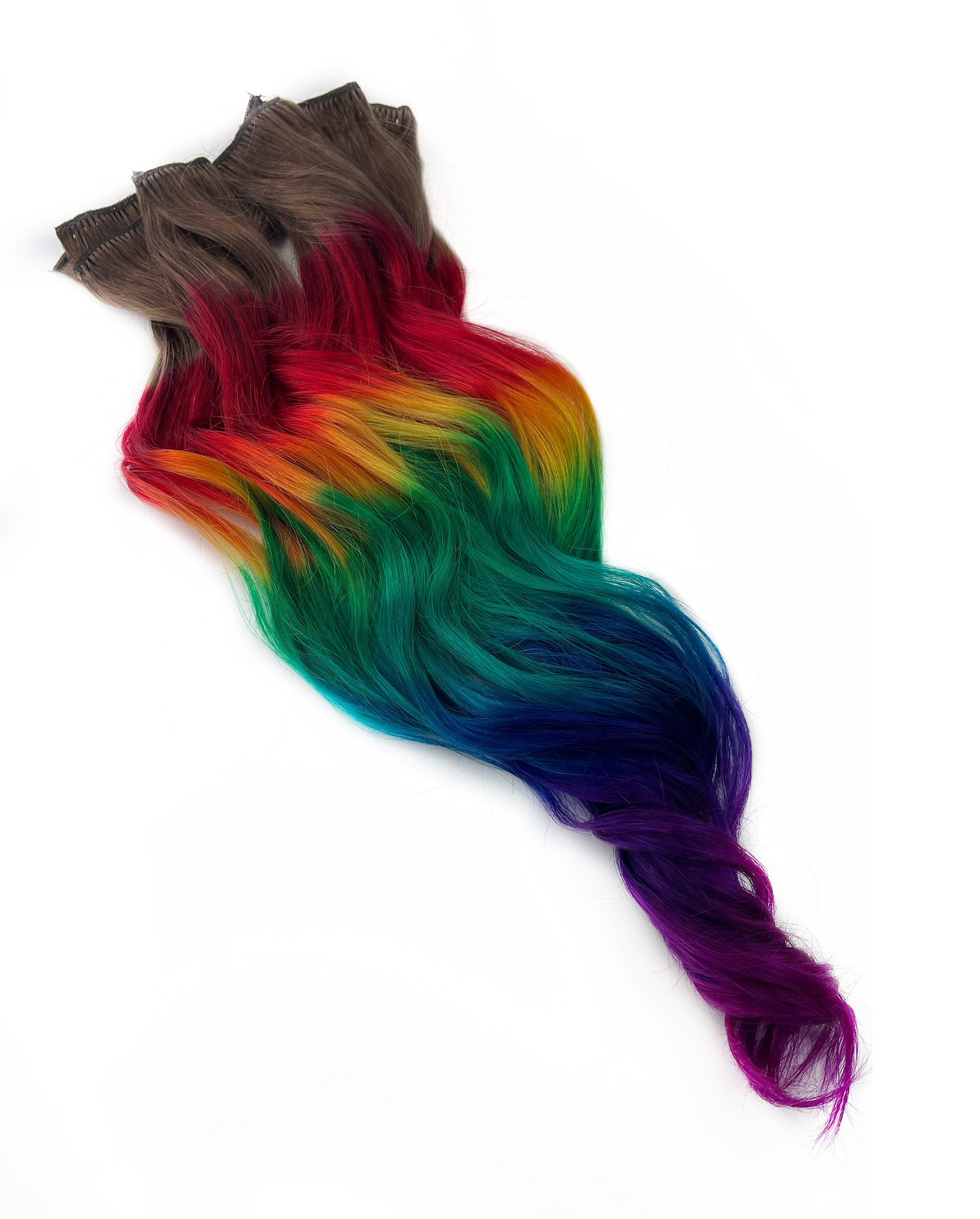 Dark Gem Tone Rainbow Clip in Hair Extensions Gem Hair Color | Etsy