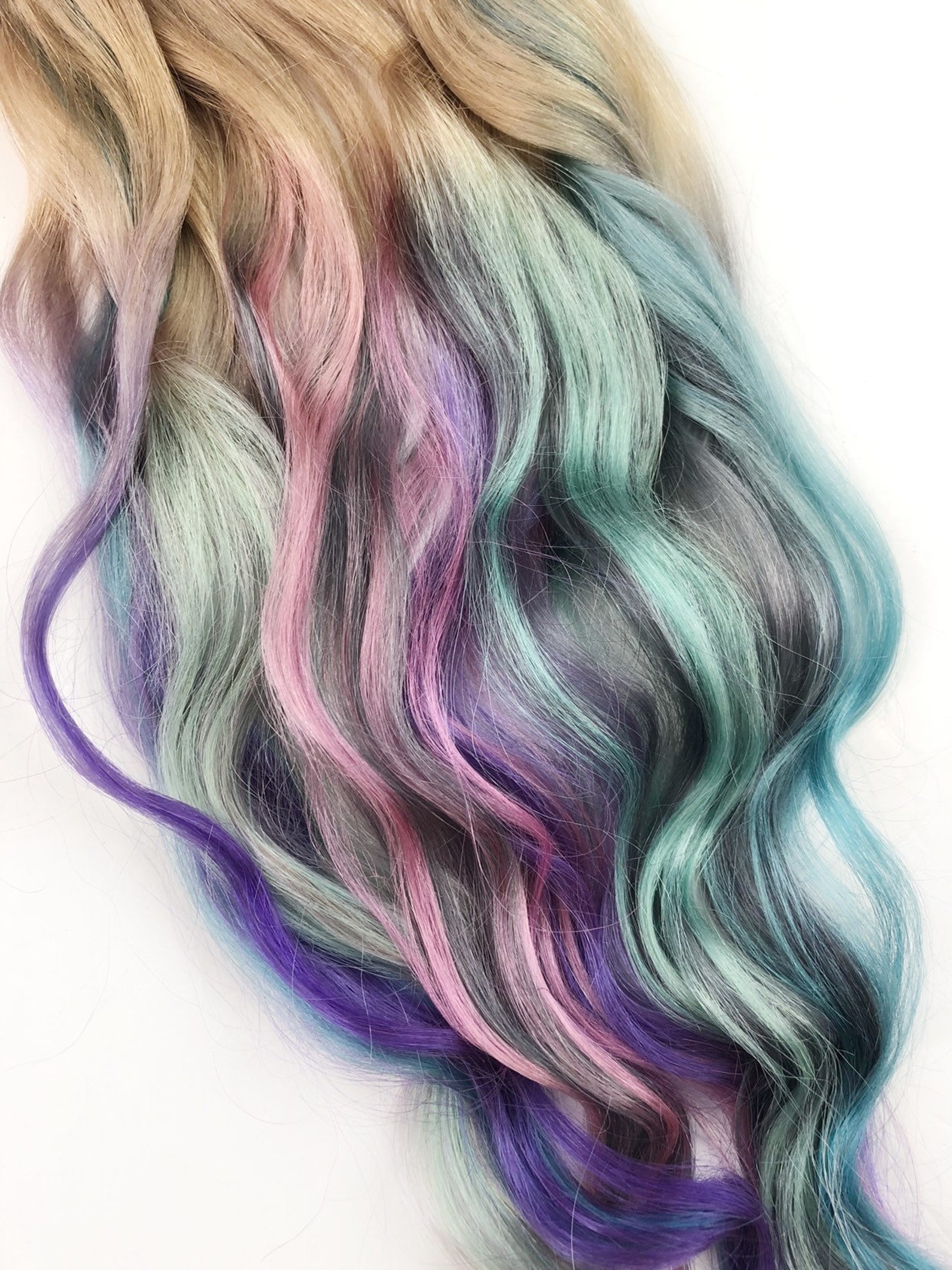 Rainbow Pastel Clip in Hair Extensions Silver Hair Hair - Etsy