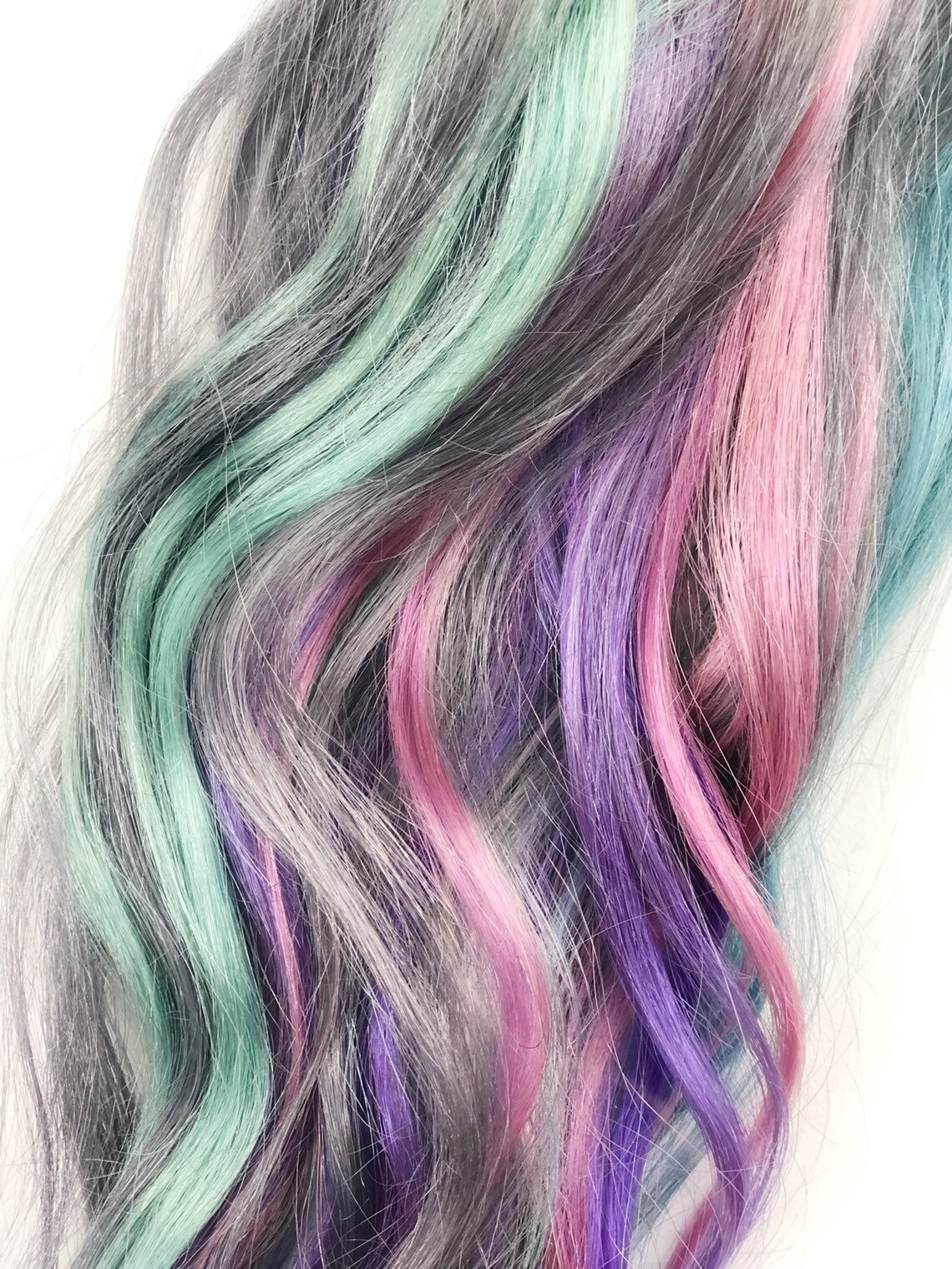 Rainbow Pastel Clip in Hair Extensions Silver Hair Hair - Etsy