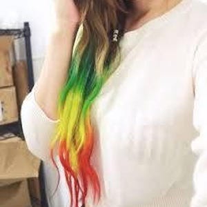 Rasta Clip in Hair Clips, Wide Tracks, Ombre Hair Extensions, Green ...