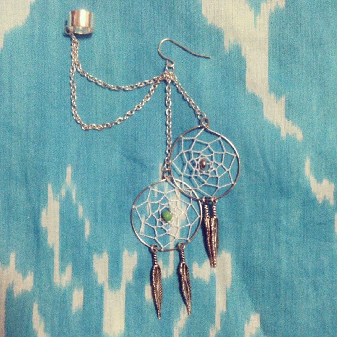 Handmade Silver Ear Cuff Dream Catcher Ear Cuff Feather Ear Etsy