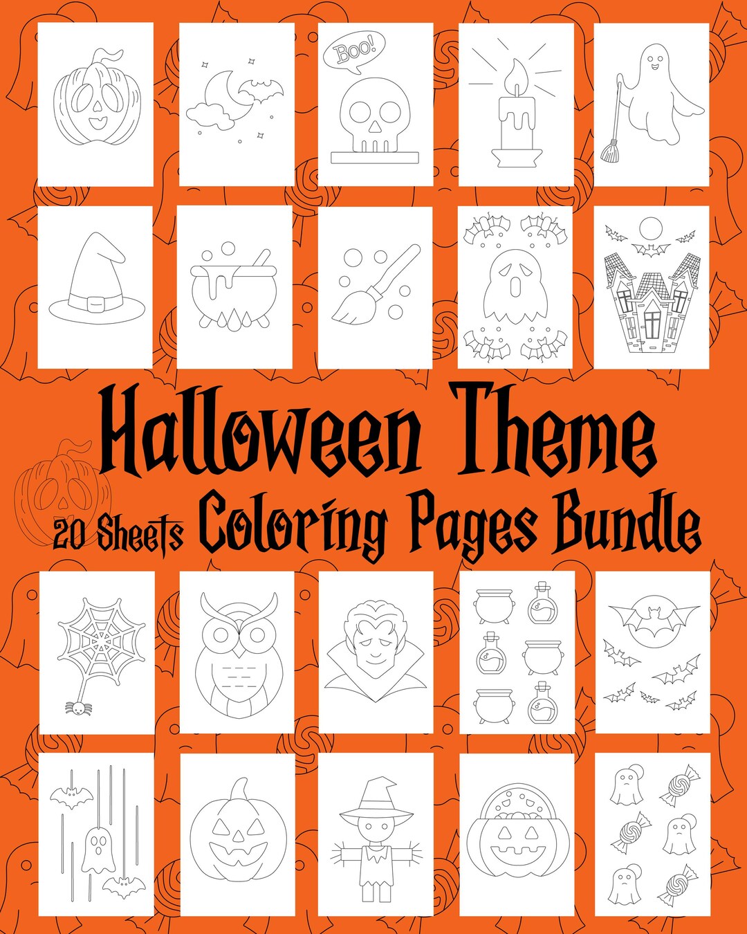 Halloween Coloring Pages Bundle - 20 Sheet - Etsy