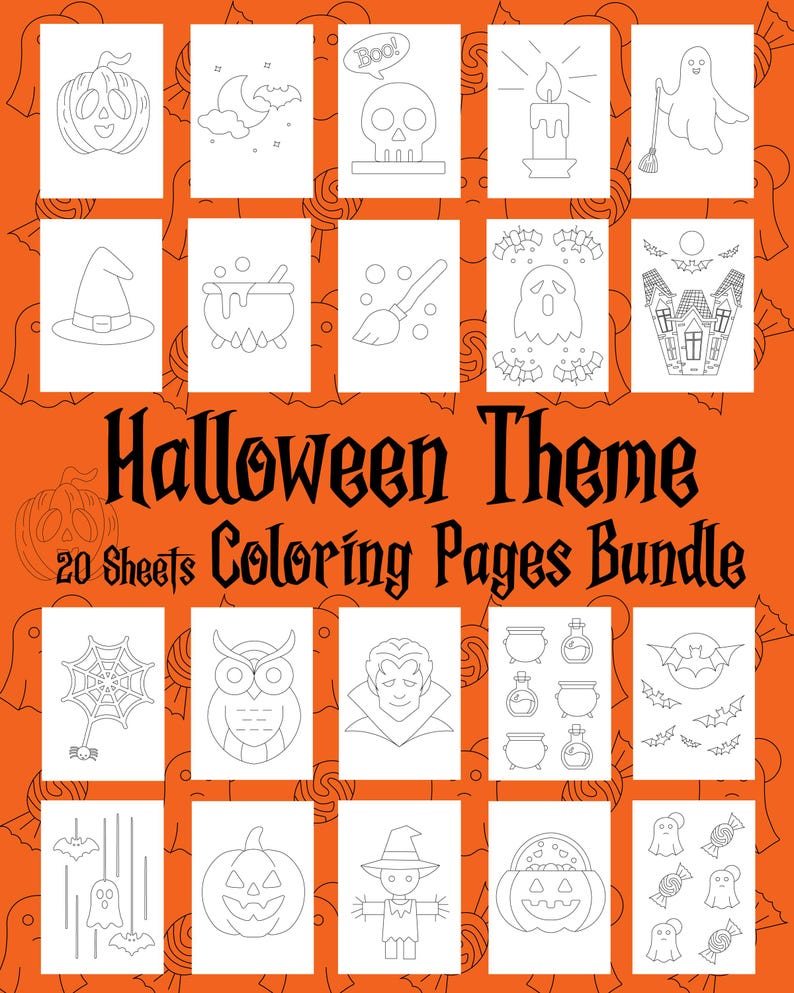 Halloween Coloring Pages Bundle - 20 Sheet - Etsy