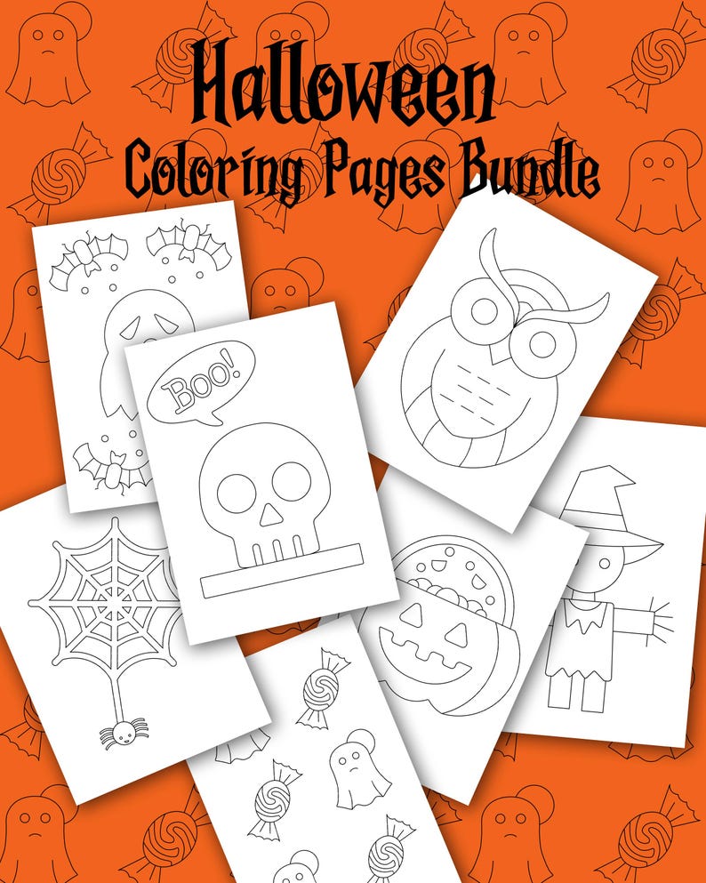 Halloween Coloring Pages Bundle - 20 Sheet - Etsy