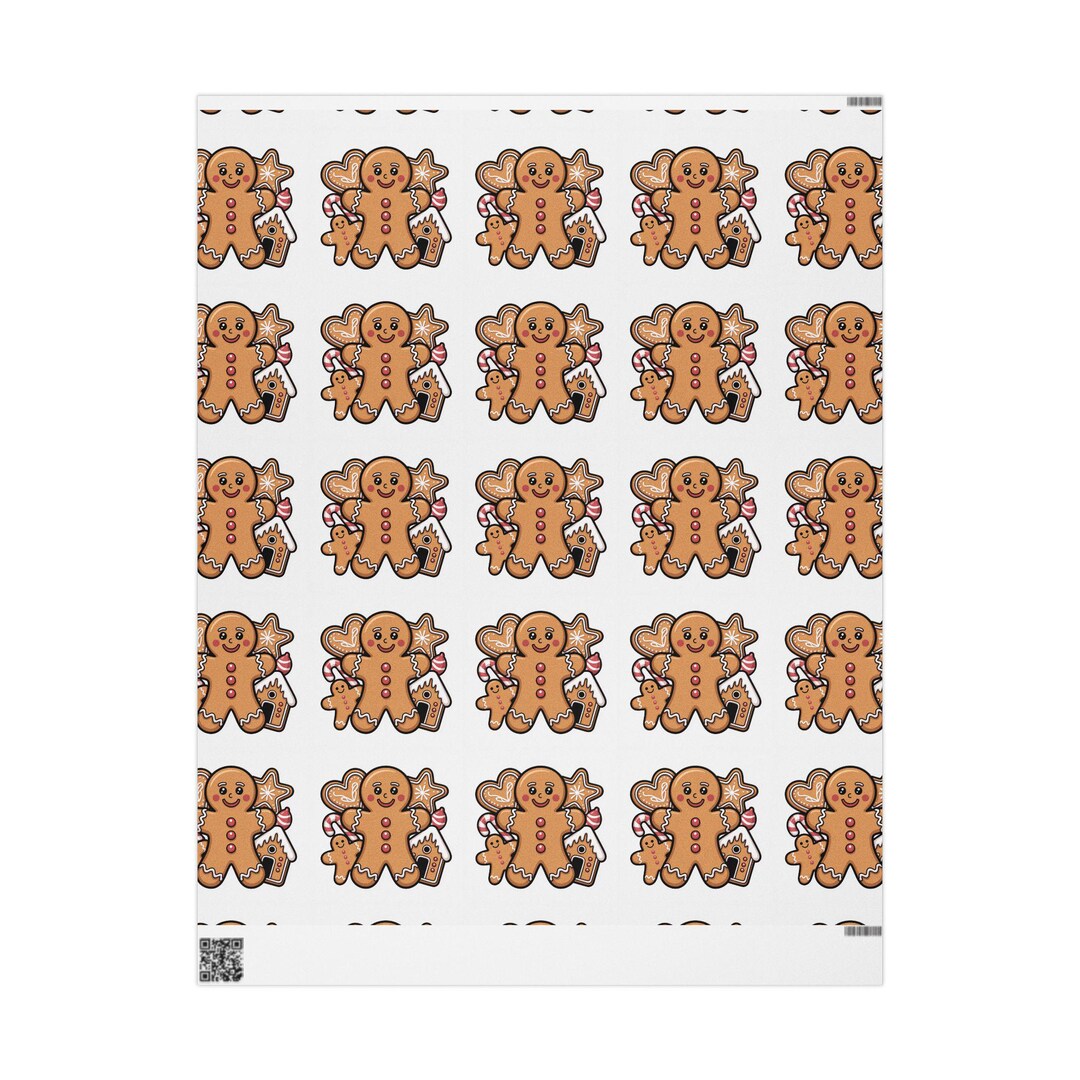 Gingerbread Men Wrapping Paper - Holiday Gift Wrap for Christmas ...