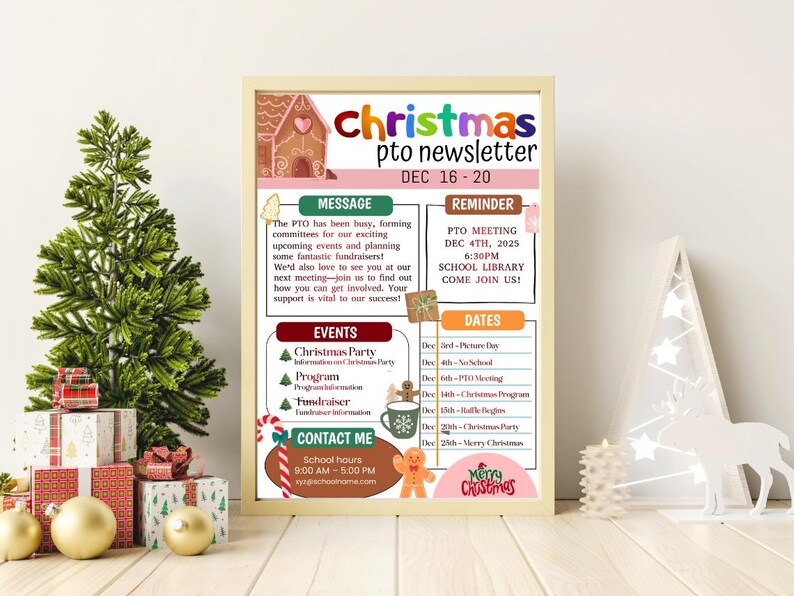 December Newsletter Template | Winter School Flyer | Editable in Canva ...