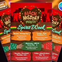 Black History Month Spirit Week Flyer | School February Dress up Days ...