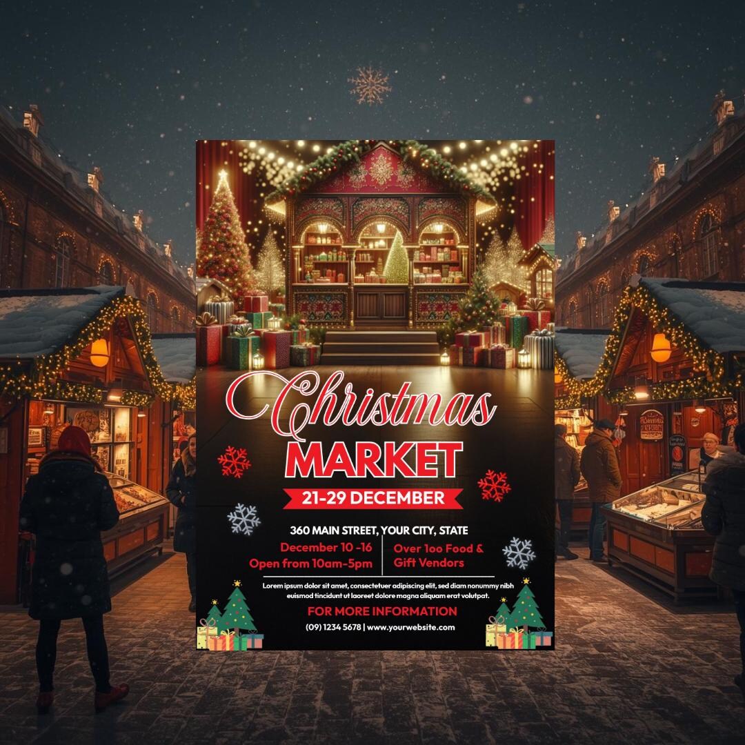 Editable Christmas Market Flyer | Holiday Bazaar Template | Designed ...