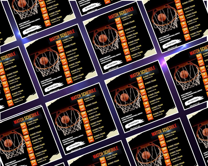 Basketball Schedule Template Canva | Editable Game Day Sports Schedule ...
