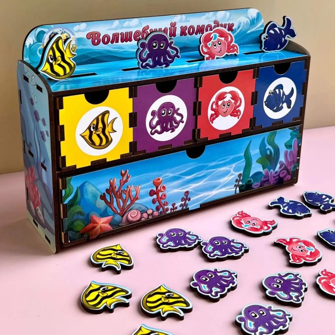 Wooden Sea Animals Sorting Game for Kids – Montessori Learning Toy ...