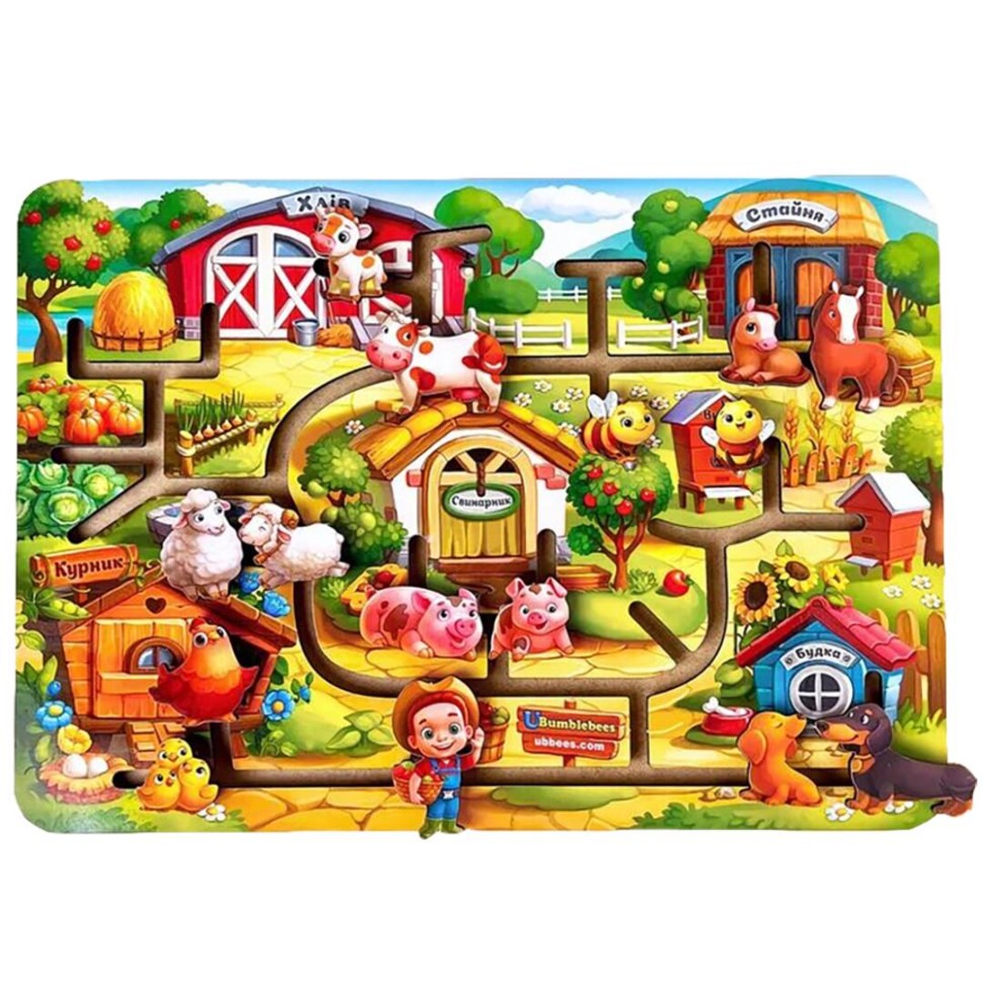Wooden Farm Maze Toy – Montessori Animal Labyrinth Puzzle – Kids ...