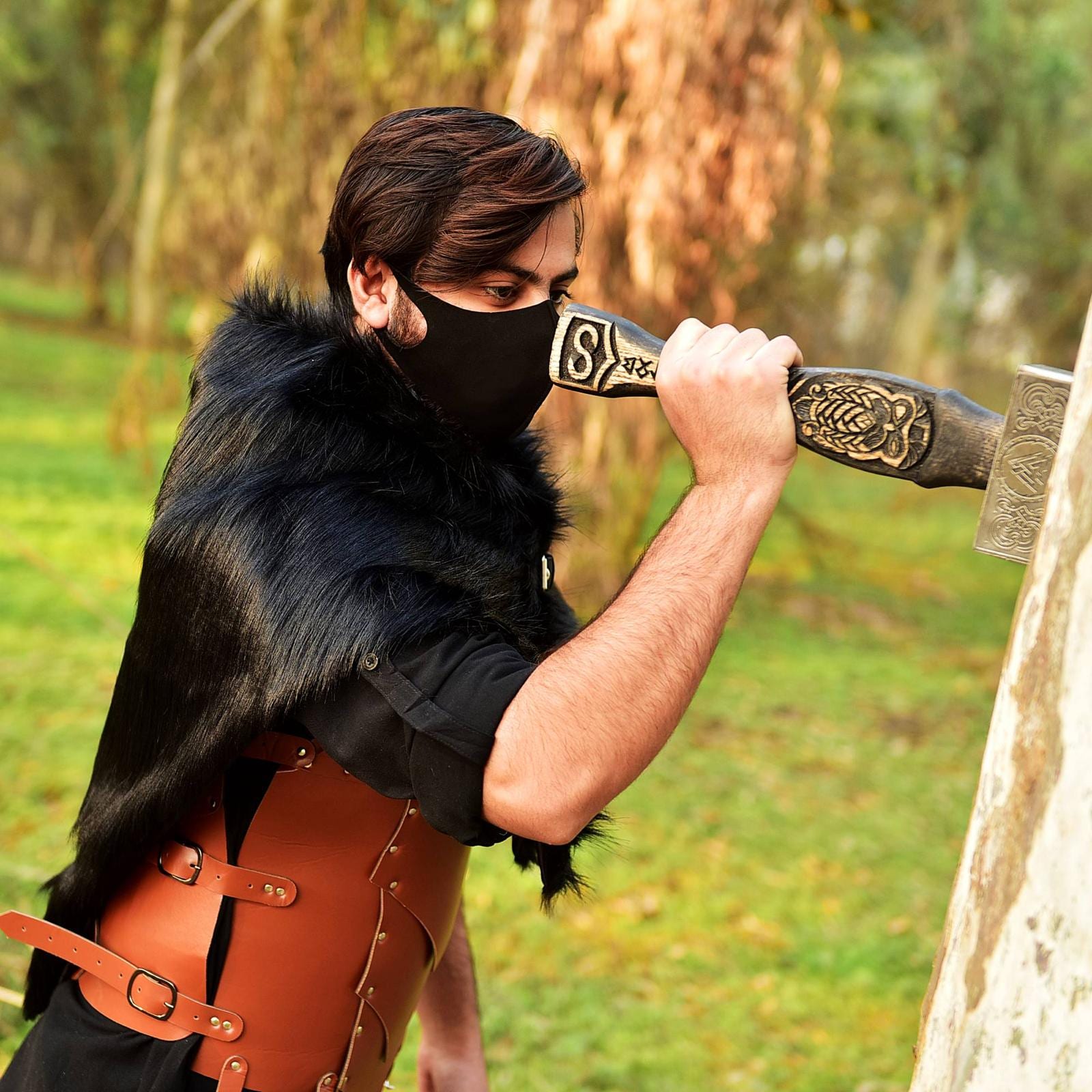 Viking Fur Shoulder Mantle, Renaissance Viking Fur Shawl, Medieval Larp ...