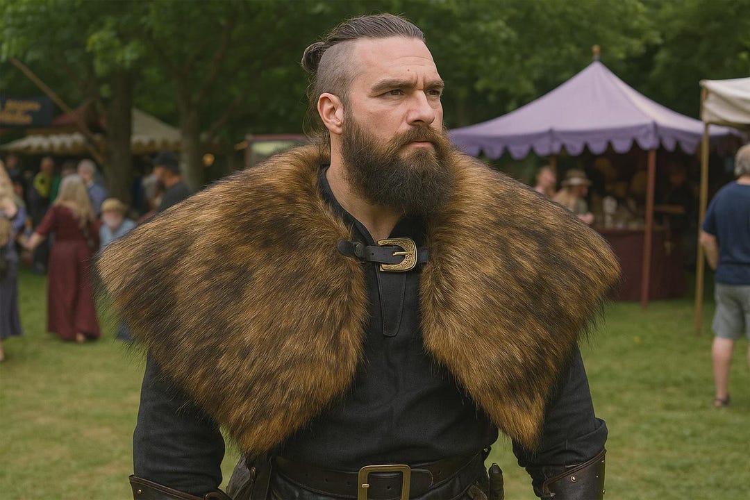 Viking Fur Shoulder Mantle, Renaissance Viking Fur Shawl, Medieval Larp ...