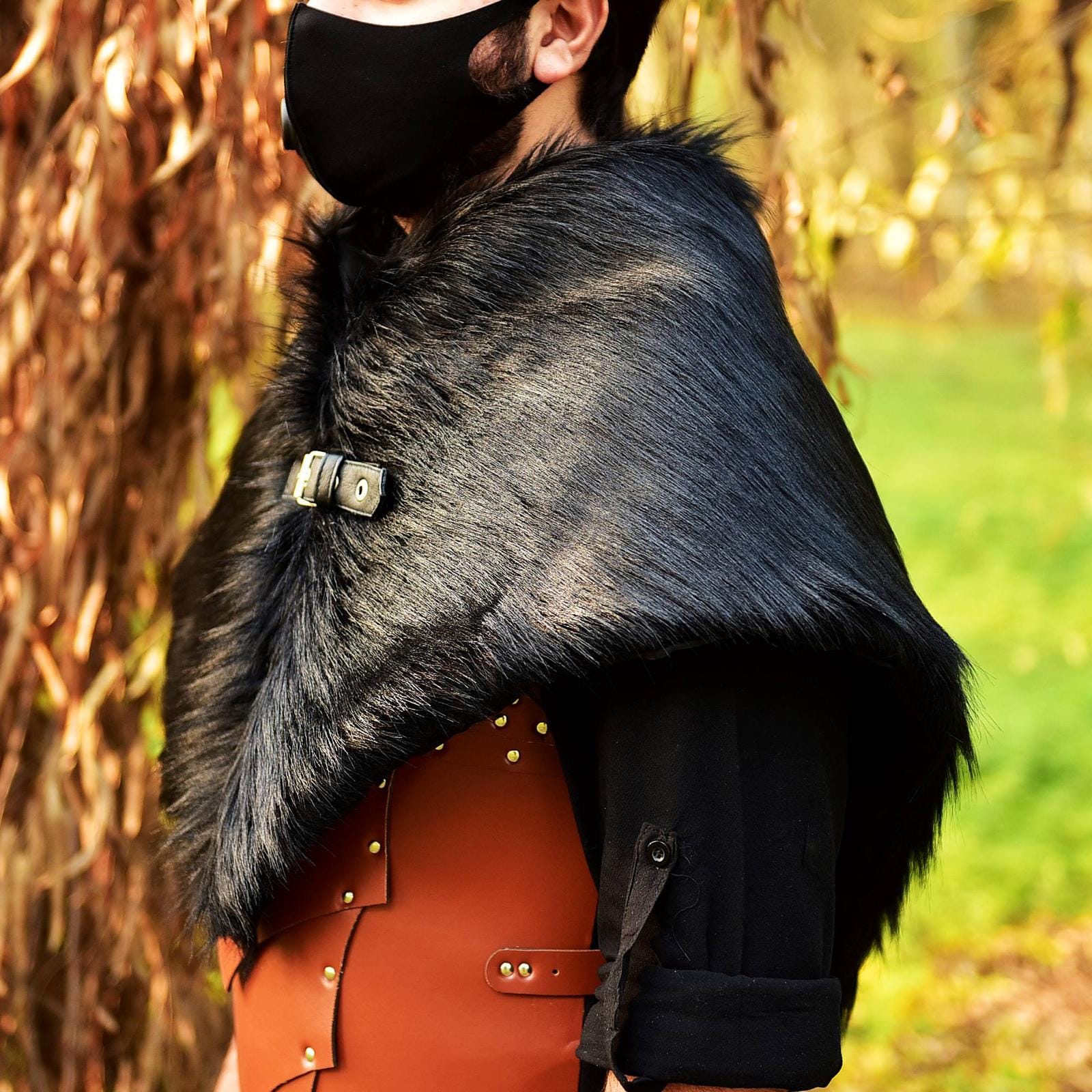 Viking Fur Shoulder Mantle, Renaissance Viking Fur Shawl, Medieval Larp ...