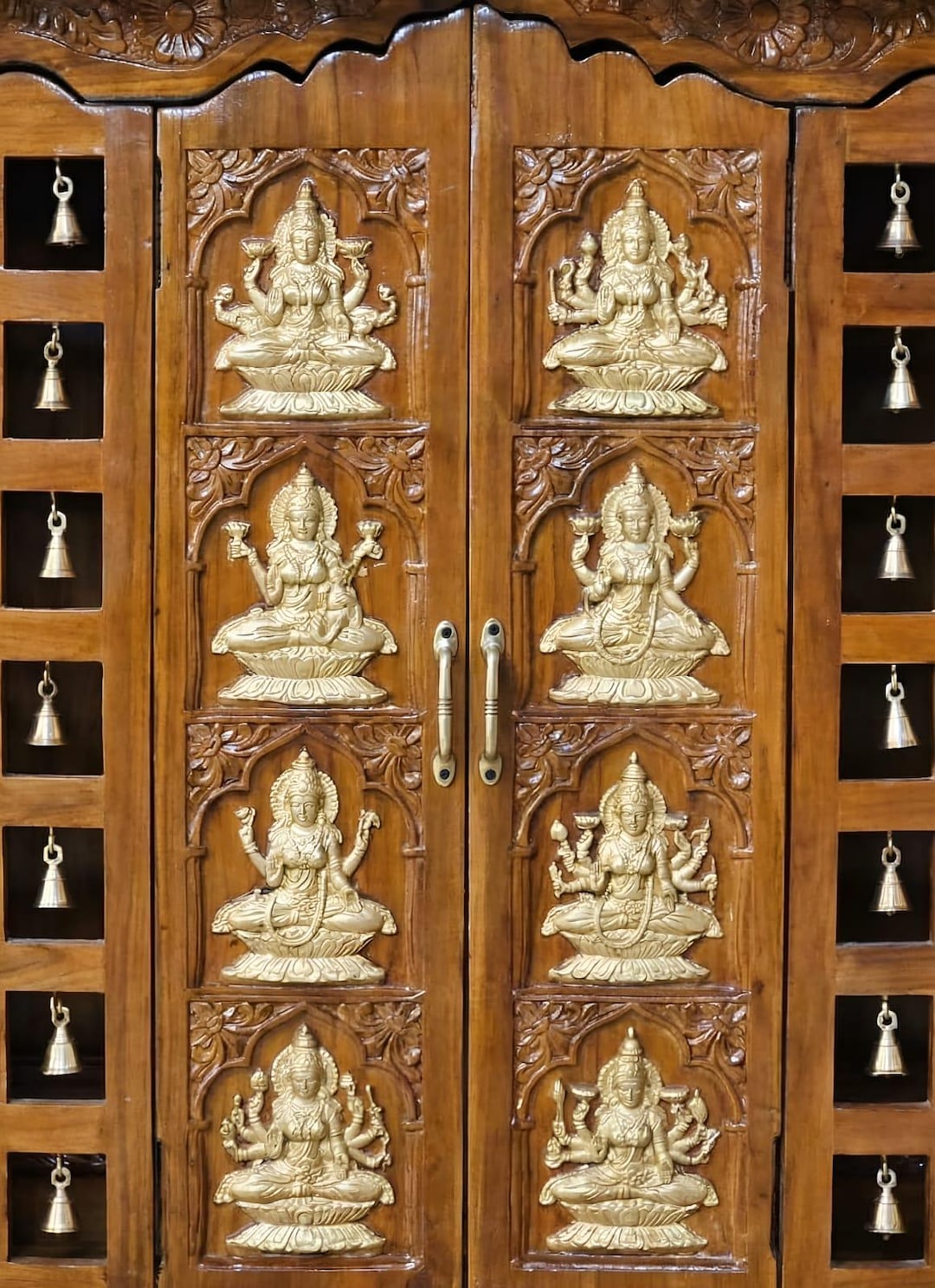 Hand Carved Wooden Puja Mandir for Home Solid Teak Wood Hindu Temple ...