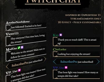 3D Twitch Chat Widget & Event List | Streamelements Overlay | OBS ...
