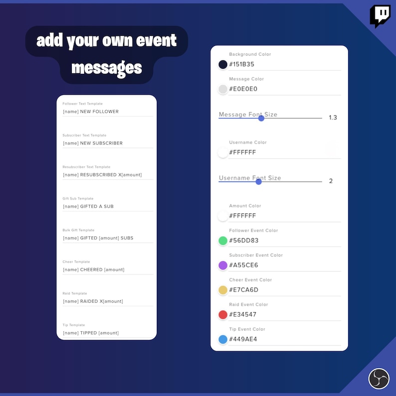 Horizontal Event List Ticker for Twitch & Kick | Animated Event Overlay ...