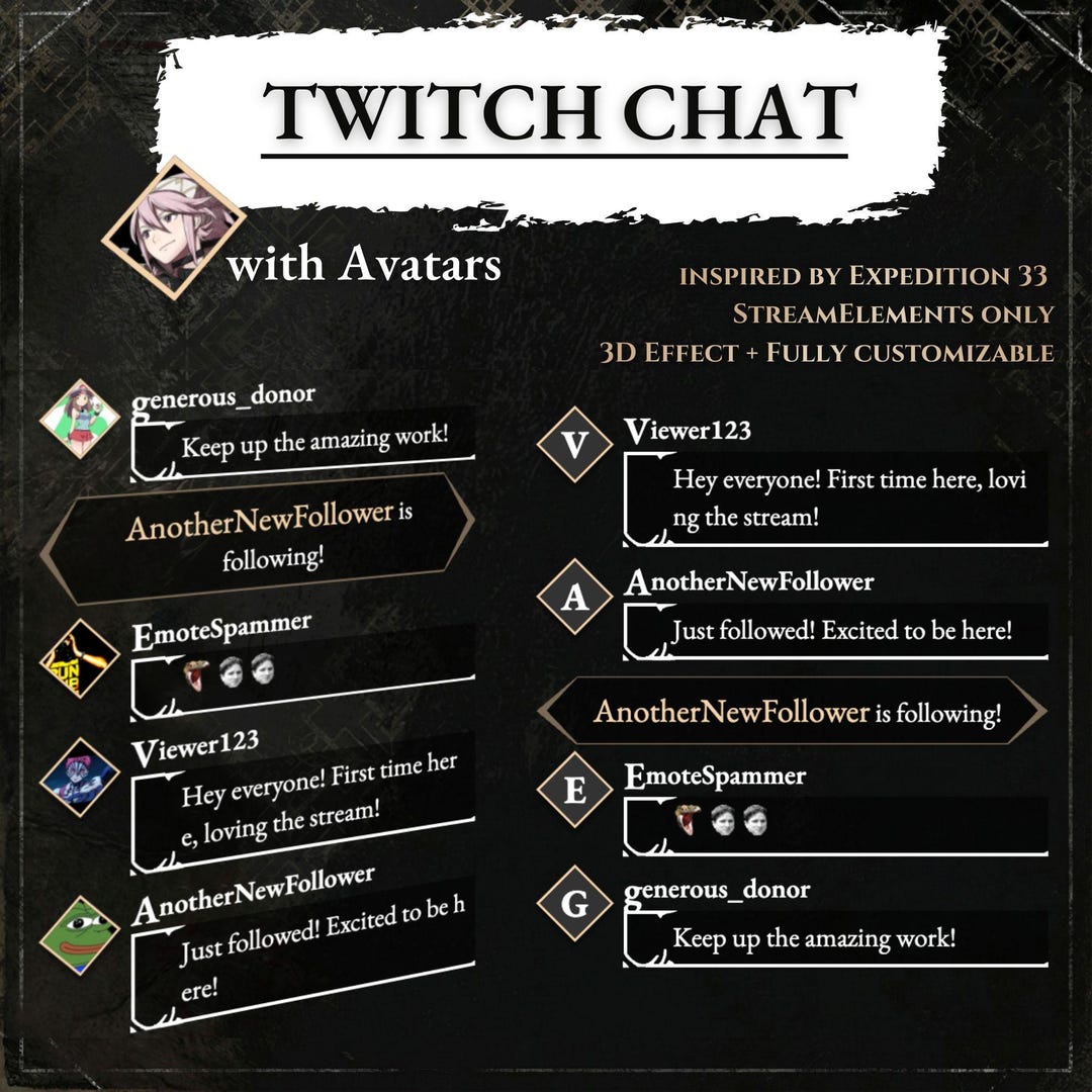 Twitch Chat Widget With Avatars | Event List | Expedition | 33 ...