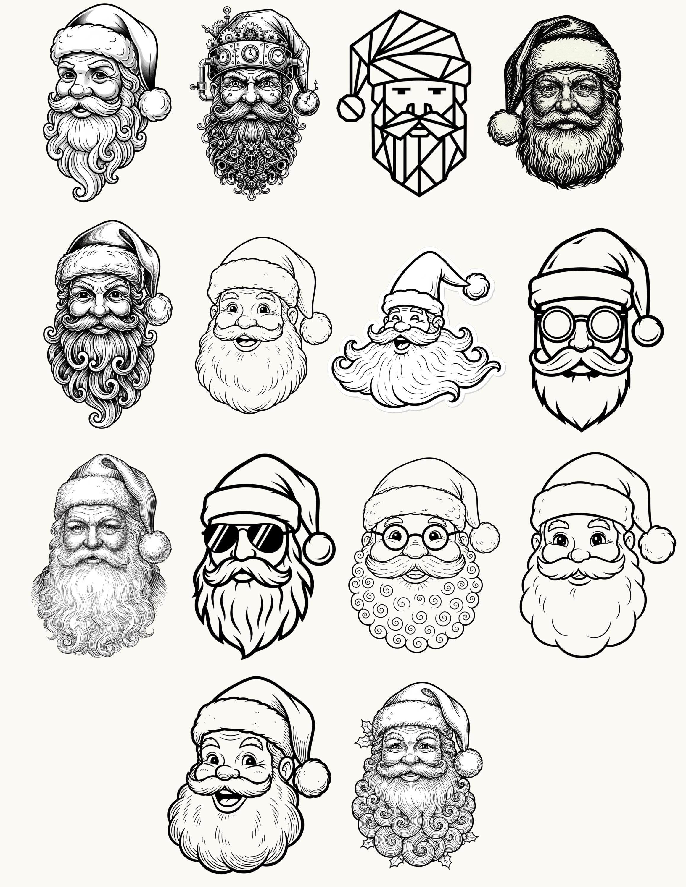 Santa Claus SVG Bundle, Christmas Santa Clipart Png, Santa Claus Face ...