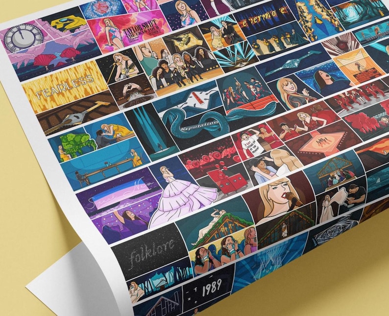 Taylor Swift Eras Tour Comic Poster | Illustrated Concert Wall Art ...