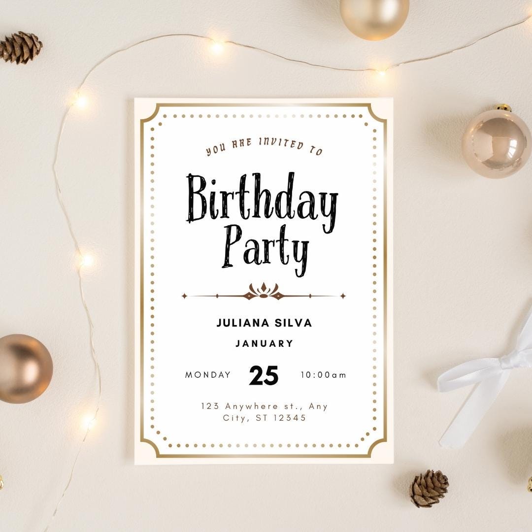 Editable Digital Birthday Invitation – Printable Kids & Adult Party ...