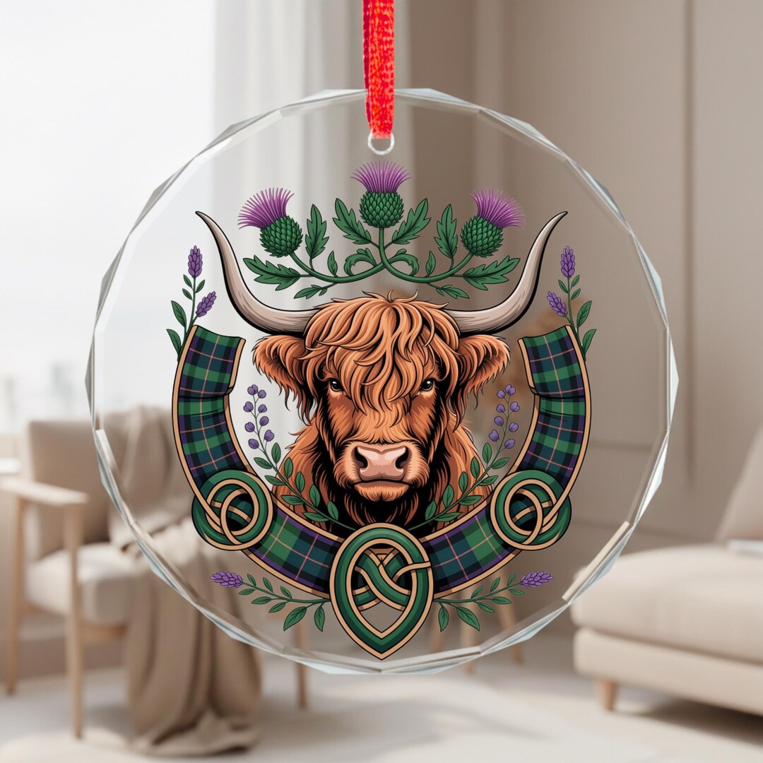 Glass Ornament With Highland Cow / Scottish Crystal Glass Ornament in ...