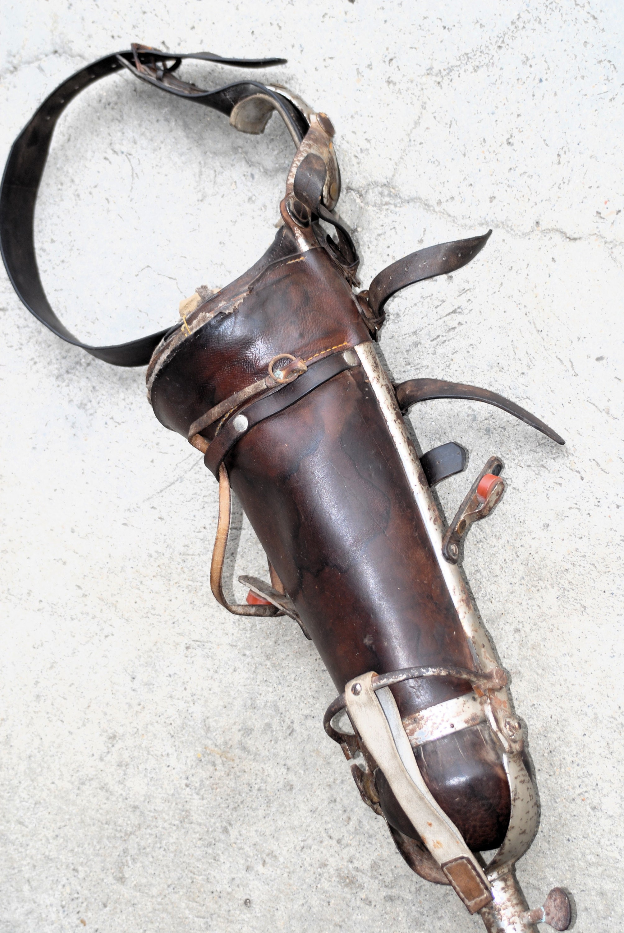 Very Rare Vintage Prosthetic Leg Pegleg Peg Leg Steel Wood Leather ...