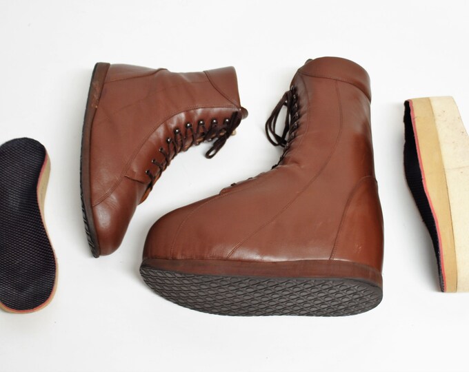 Extremely Rare Huge and Bulky Dark Brown Leather Orthopedic Shoes Boots ...