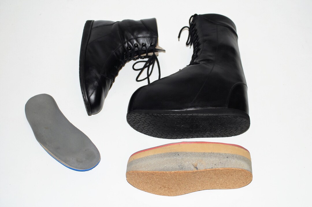 Extremely Rare Huge And Bulky Black Orthopedic Shoes Boots Left Polio