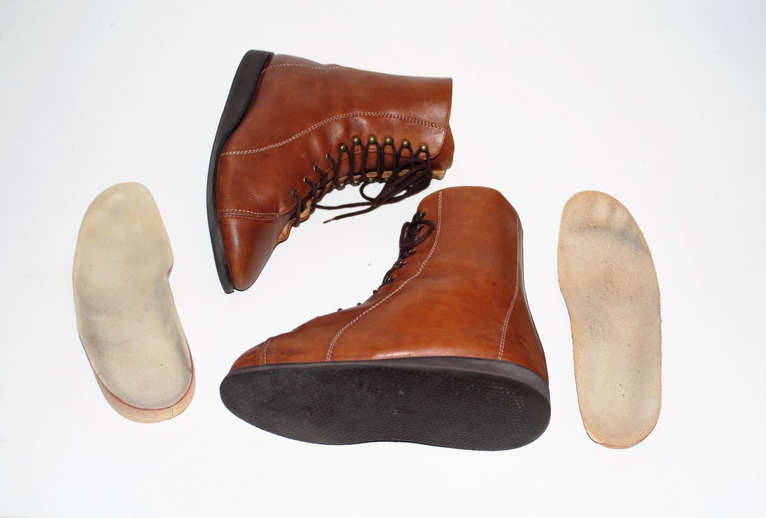 Bulky Mid Brown Leather Orthopedic Shoes Boots Left Polio Clubfoot