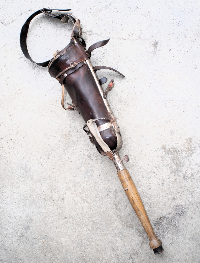 Very Rare Vintage Prosthetic Leg Pegleg Peg Leg Steel Wood Leather ...