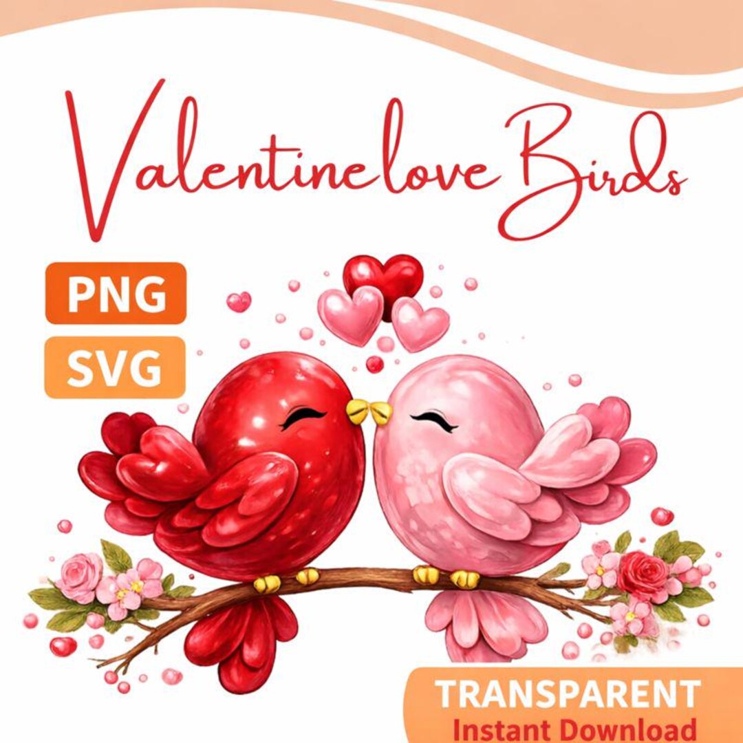 Valentine Love Birds PNG SVG | Romantic Couple Clipart | Wedding Love ...