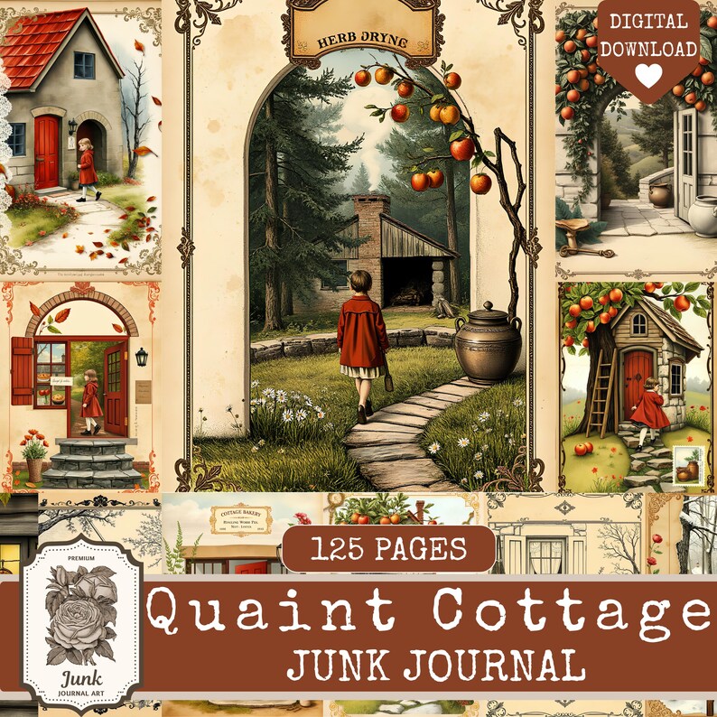 Quaint Cottage Junk Journal Kit, Cottagecore Junk Journal Supplies, Kit ...