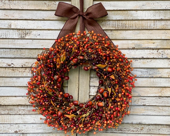 Fall Berry Wreath Thanksgiving Wreath Rustic Wreath - Etsy