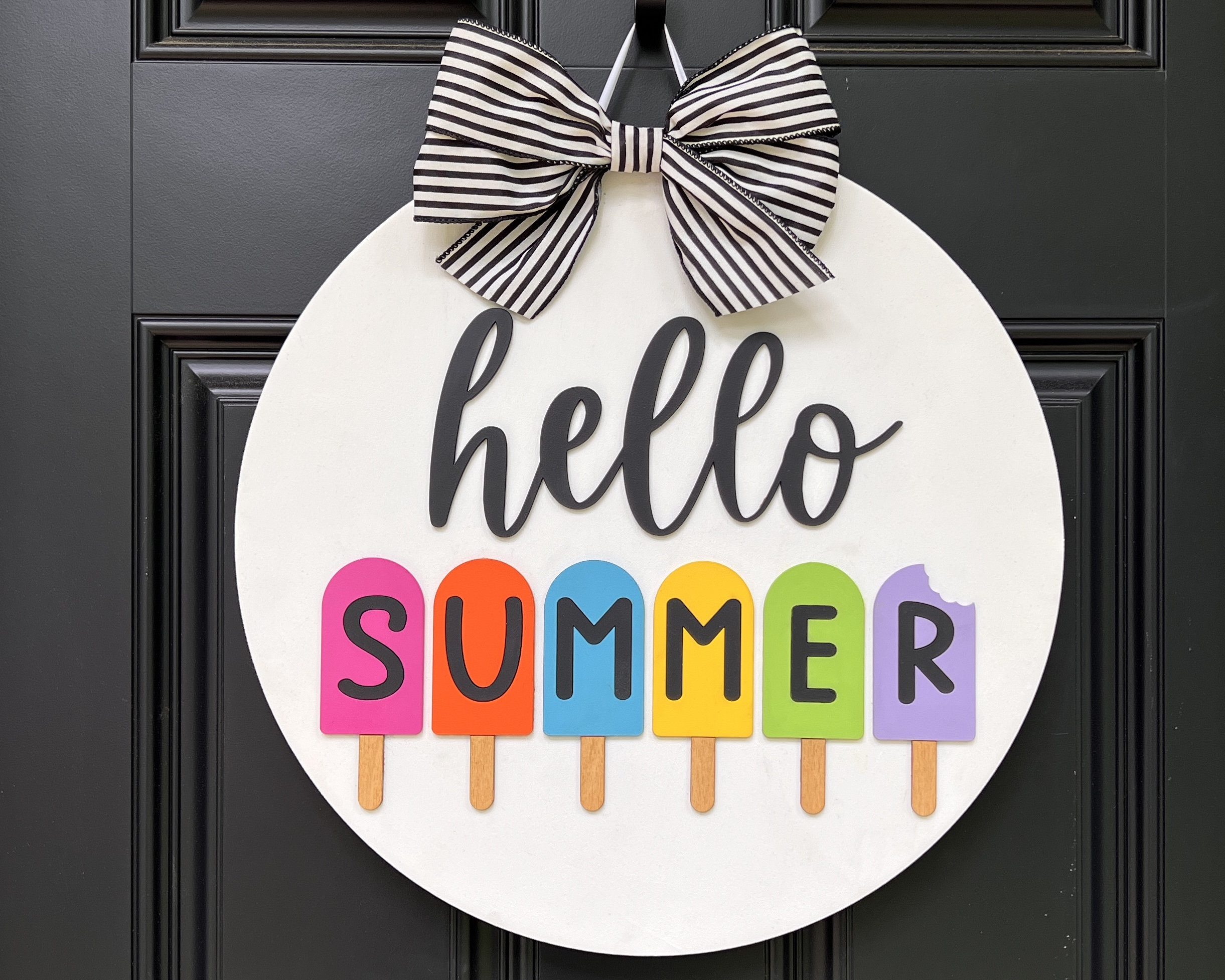 Hello Summer Door Decor Popsicle Wood Door Sign Summer - Etsy