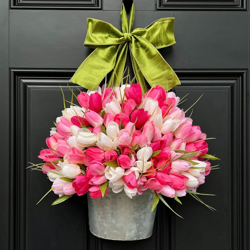 Pink Tulip Wreath - Etsy