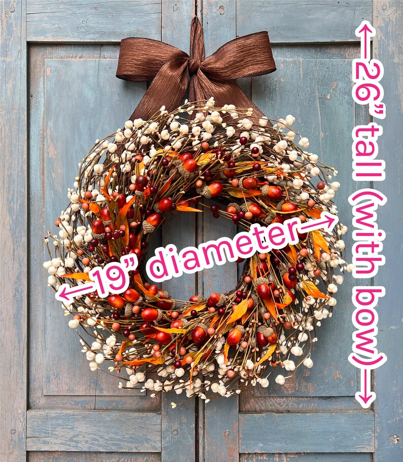 Fall Wreath Acorn Wreath Autumn Door Decor Choose Bow - Etsy