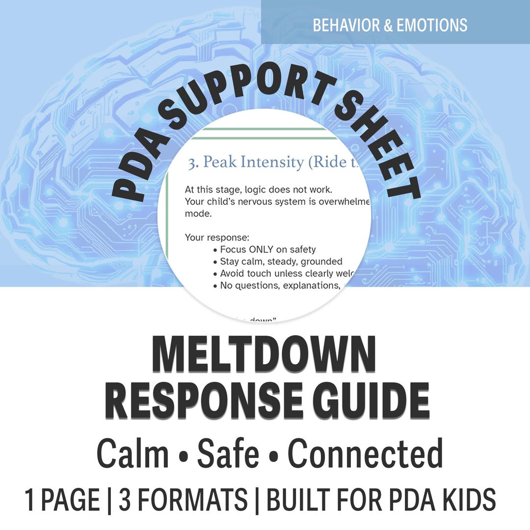 PDA Meltdown Response Guide | Autism, Co-regulation & Recovery (PDF ...