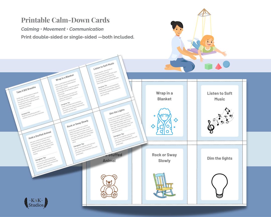 Printable Calm-down Cards for Kids | Sensory Regulation, Autism, ADHD ...